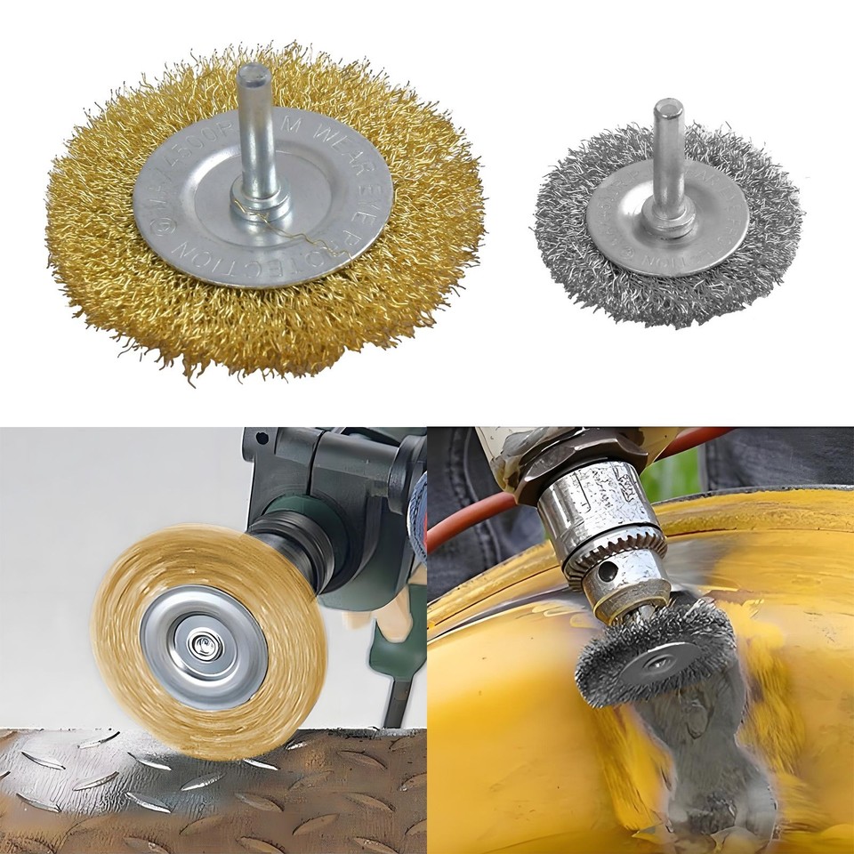 10Pcs Brush Drill Attachment Bit Kit Brass Coated Wire Cleaning Wheel ...