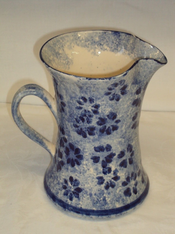 Antique Large Spongeware 7.5" Jug Pitcher Etruria England Tranquilline ...