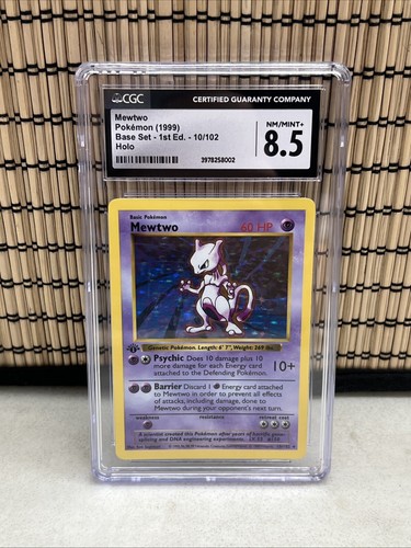 Mewtwo 010/102 Base Set (Shadowless) First Edition Holo CGC NM/Mint+ 8. ...