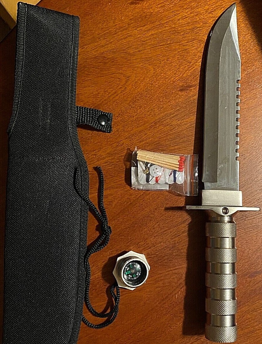 Stainless Steel Survival Knife 8" with Compass & Survival Kit ...