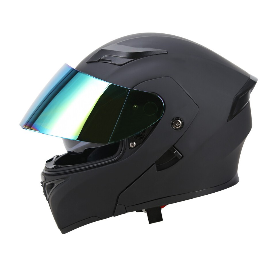 New LED Light Helmet Flip Up Full Face Dual Visor Racing DOT Motorcycle ...
