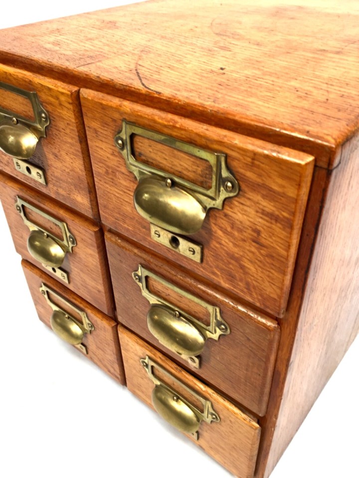 Antique Wooden Desktop Oak Stationery Index Filing Card Cabinet Box c.1930 | eBay