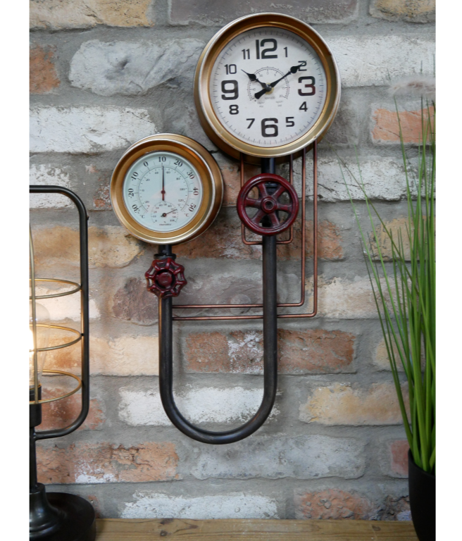 Wall Mounted Industrial Pipe Clock | Pressure Gauge Style | Home Decor ...