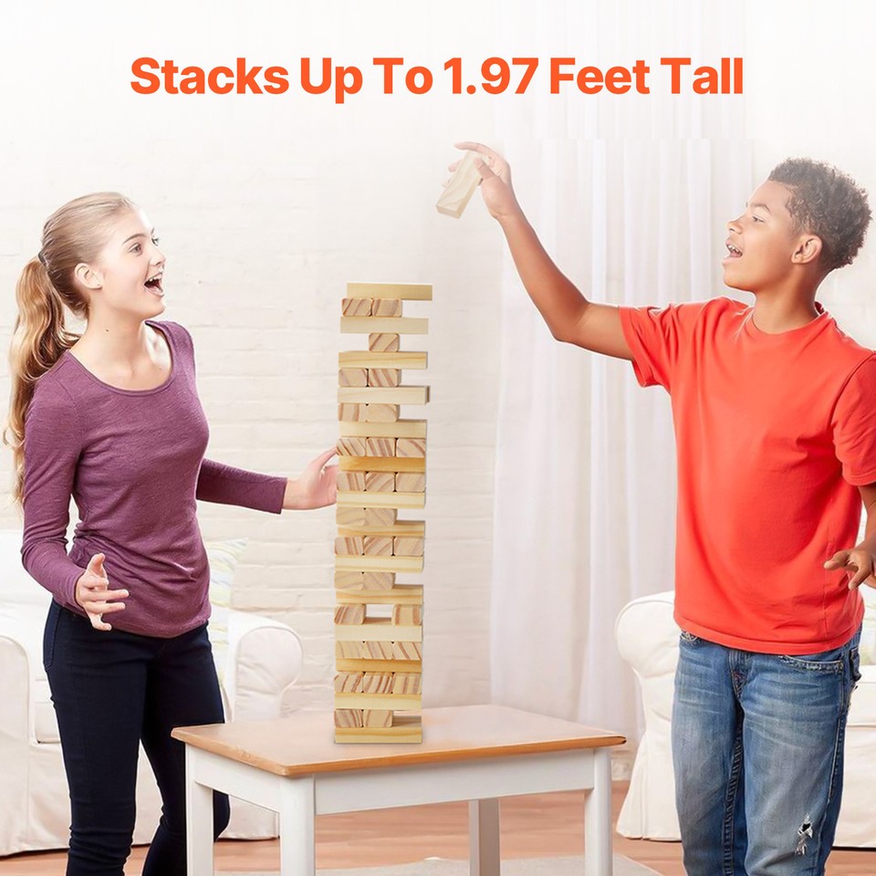 Tumbling Timber Toy 54 Blocks Tumble Tower Blocks Game Pine Wood Crate ...
