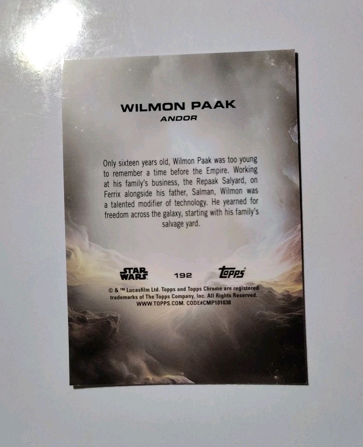 3 PACK-2025 Topps Chrome Star Wars WILMON PAAK #192 w/2 FREE cards | eBay