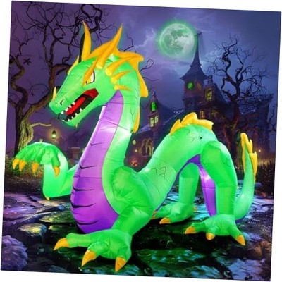 14FT Length Giant Green Halloween Inflatable Dragon, Blow Up Dragon ...