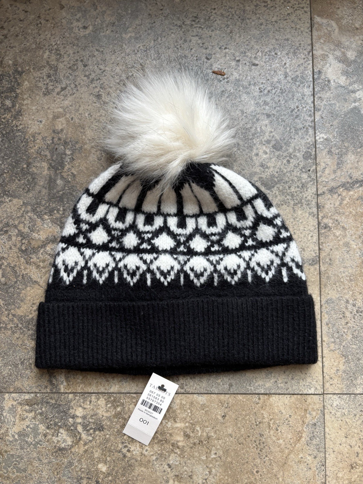Talbots women’s Black & White Winter Hat With Pom Pom | eBay