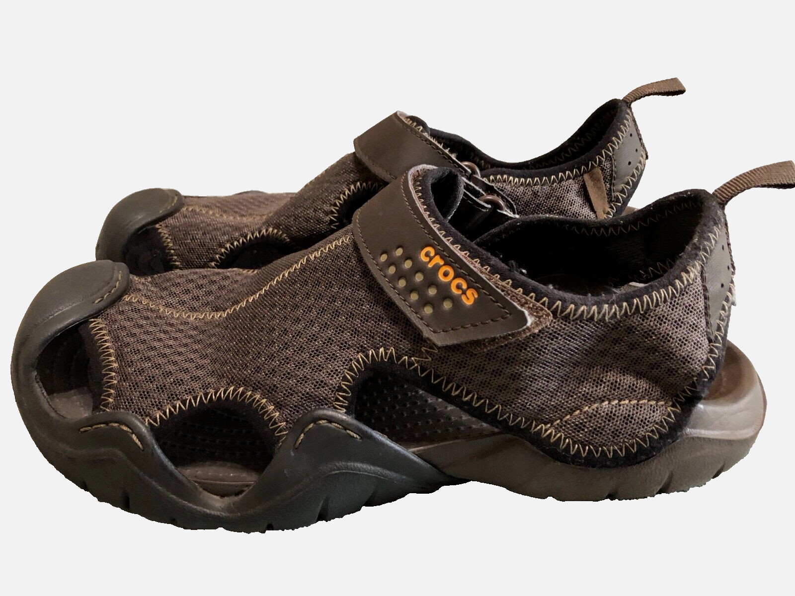 Crocs brown mesh fisherman closed toe slip on deck sa… - Gem