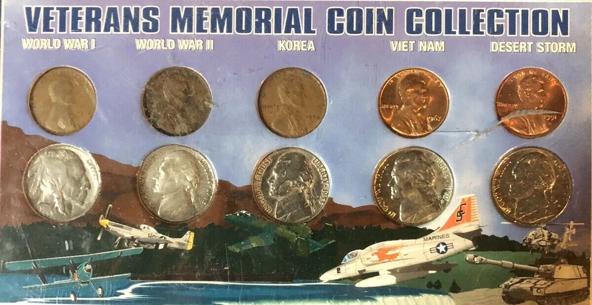 VETERANS MEMORIAL COIN COLLECTION IN CASE RARE ORIGINAL GREAT CONDITION ...