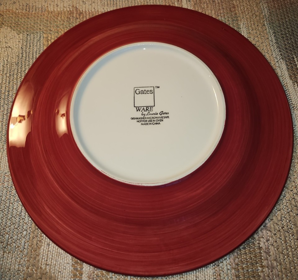 Gates Ware by Laurie Gates 12" Red Dinner Plate Polka Dots Peppers ...