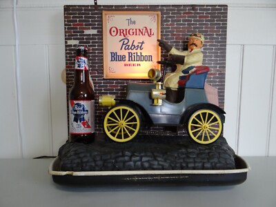 Vintage Pabst Blue Ribbon Beer Motion Light Bar Sign Old Red Jalopy ...