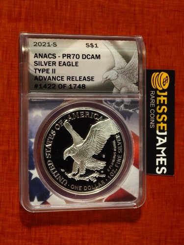 2021 S PROOF SILVER EAGLE ANACS PR70 DCAM TYPE 2 ADVANCE RELEASE | eBay