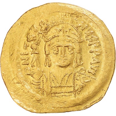 [#340313] Justin II, Solidus, 565-578, Constantinople, Gold, AU, Sear ...