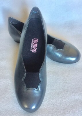 Munro Luna Grey Pewter Ballet Flats Black Elastic Vamp sz 5 M | eBay