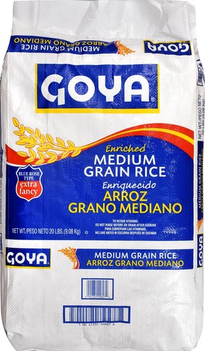 Goya Medium Grain Rice 20 Pound Pack Enriched Fat Free Vegan Kosher | eBay