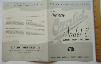 Ozalid Model E White Print Machine Reference Brochure c 1938 | eBay
