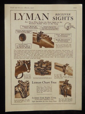 1921 HUNTING SHOOTING Lyman Receiver Sights Lyman Gun Sight Corp ...