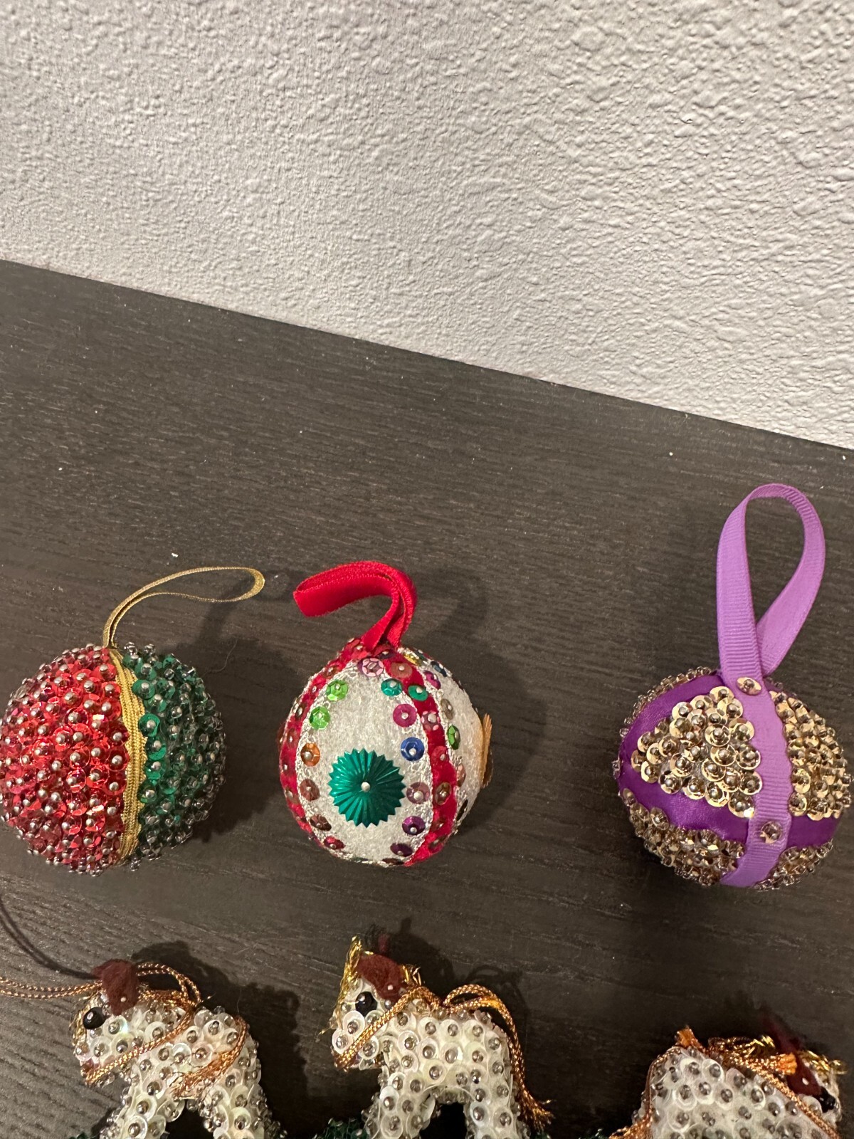 Lot of 8 Vintage Handmade Push Pin Sequin Beads Christmas Ornaments ...