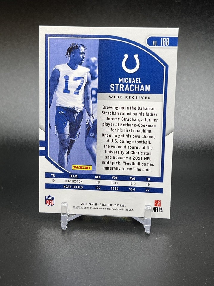 Michael Strachan 2021 Absolute Football Rookie Card #188 Base RC Colts ...