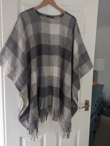 PART TWO WOOL & CASHMERE Check Poncho Cape Tassels ONE SIZE RRP £130 | eBay