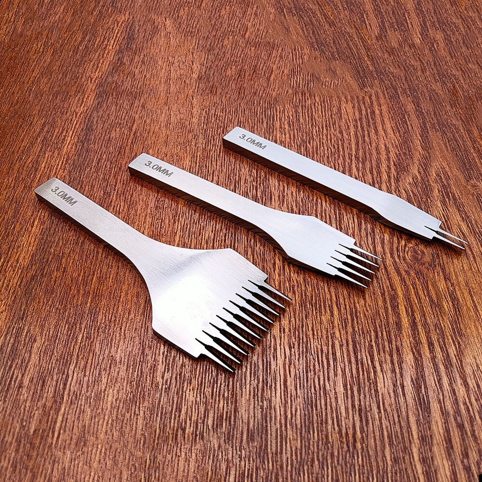 3mm French Style leather Craft Stitch Lacing Punch Chisel Tool Kit 2+5 ...