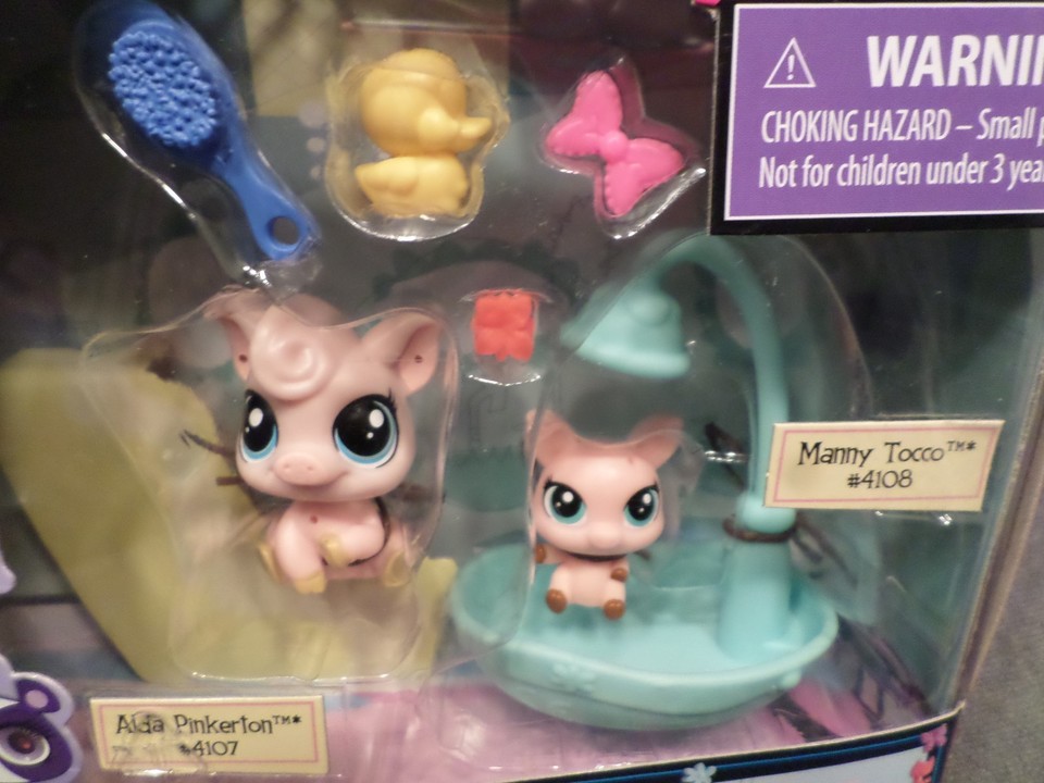 LPS LITTLEST PET SHOP Bath Time Fun #4107 #4108 Alda Pinkerton Manny ...