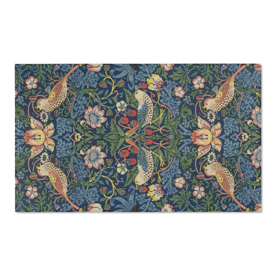 William Morris Strawberry Thief Indigo Area Rug - Large Flat Profile ...