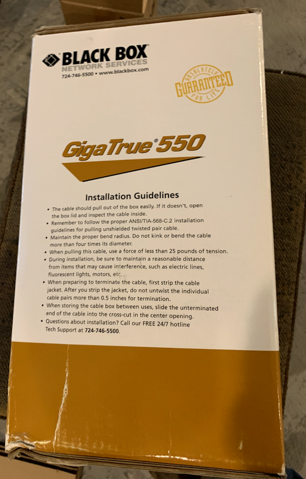 Black Box GigaTrue 550 CAT6 550MHz Bulk Cable, PVC, 23 AWG Solid GREEN ...