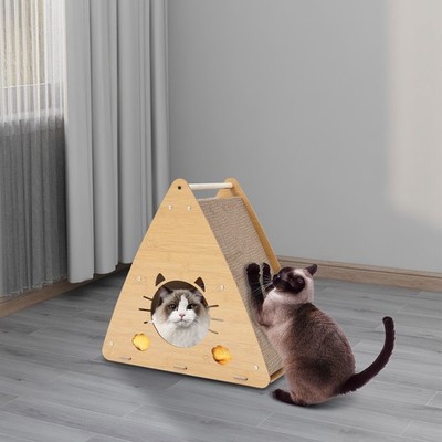 Cat Scratcher Lounge Corrugated Cardboard Triangle Cat Scratcher House ...