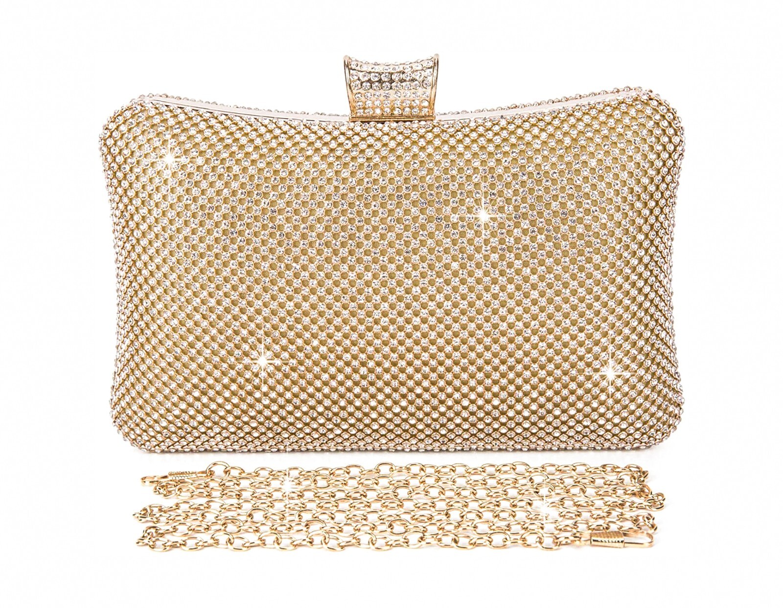 Ladies Shiny Gold Clutch Bag Women's Party Wedding Bridal Prom Evening ...