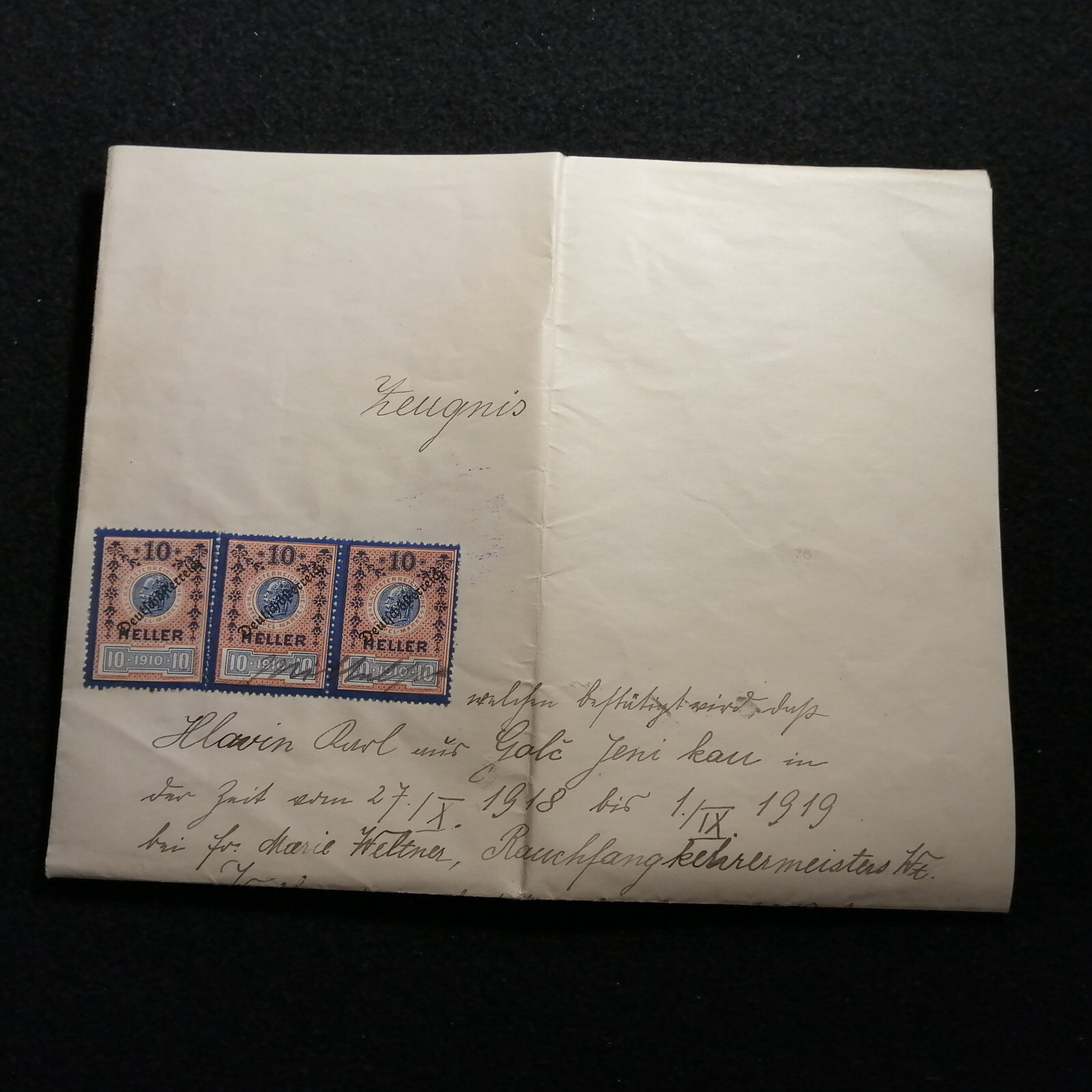 Österreich 1919 - Stempelmarke / Steuermarke auf Beleg / Rechnung 6 ...