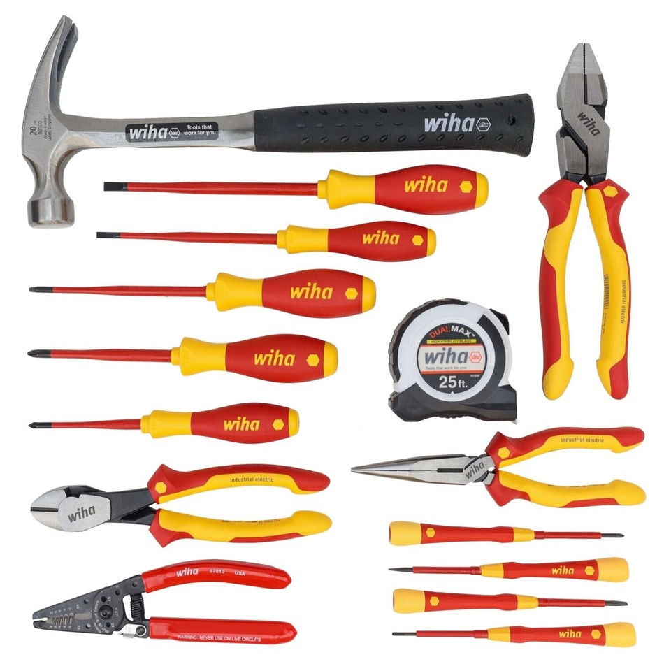 Wiha Tools 91870 Apprentice Electrician's Insulated Tool Kit, 16-Piece ...