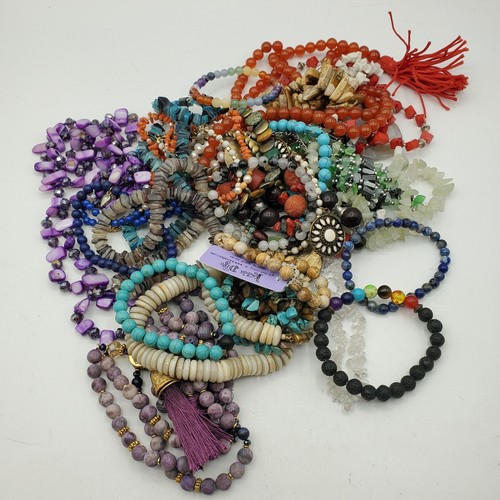 2.4lb Lot of Wearable Stone Jewelry Agate MOP Turquoise Coral Howlite ...