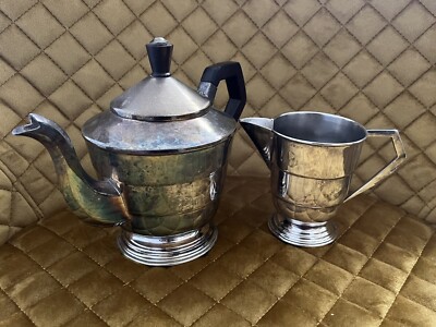 Vintage EPNS Art Deco Style Tea Pot & Creamer | eBay UK