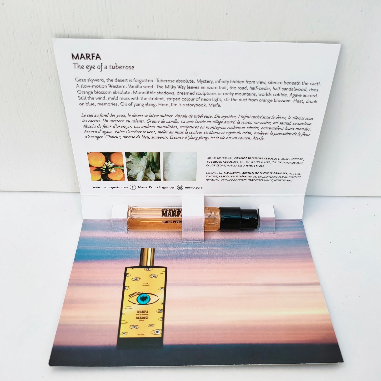 Memo Paris Marfa Eau de Parfum mini Spray Fragrance, 1.5ml, Brand New ...