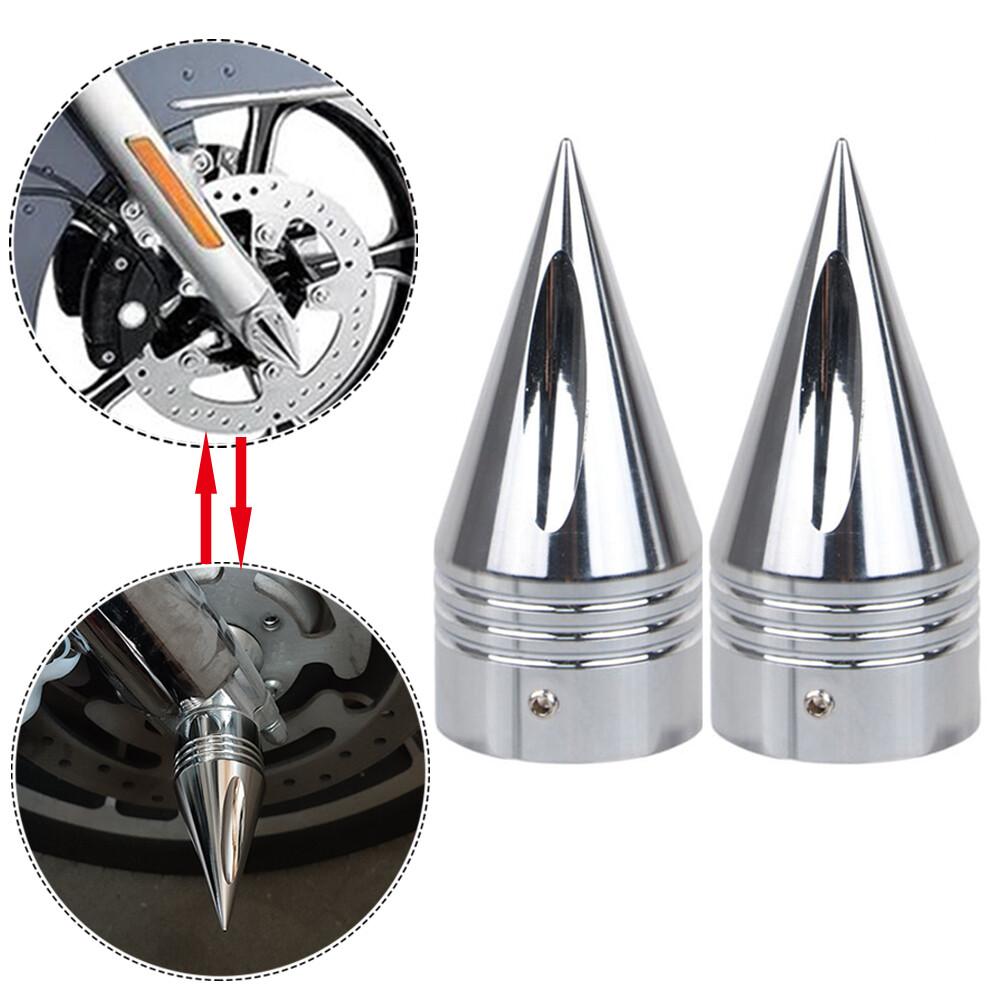 Chrome Spike Front Axle Nut Covers Caps Fit For Harley Road King Glide ...