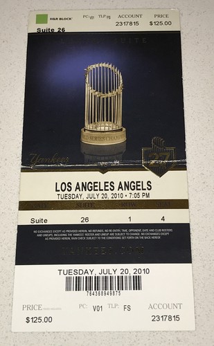 Angels Yankees Luxury Suite Season Style Unused Ticket Stub Matsui HR 7 ...