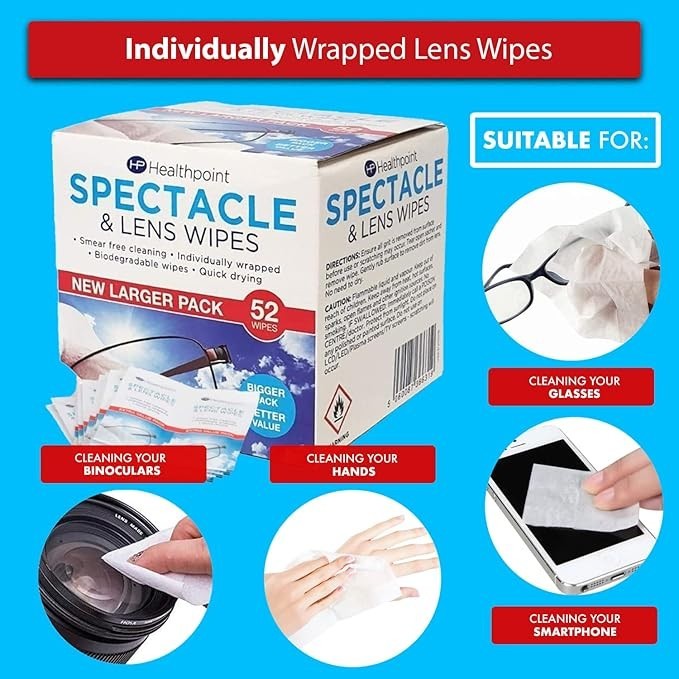 Healthpoint Spectacle & Lens Cleaning Wipes 520 Pack Glasses Screen ...