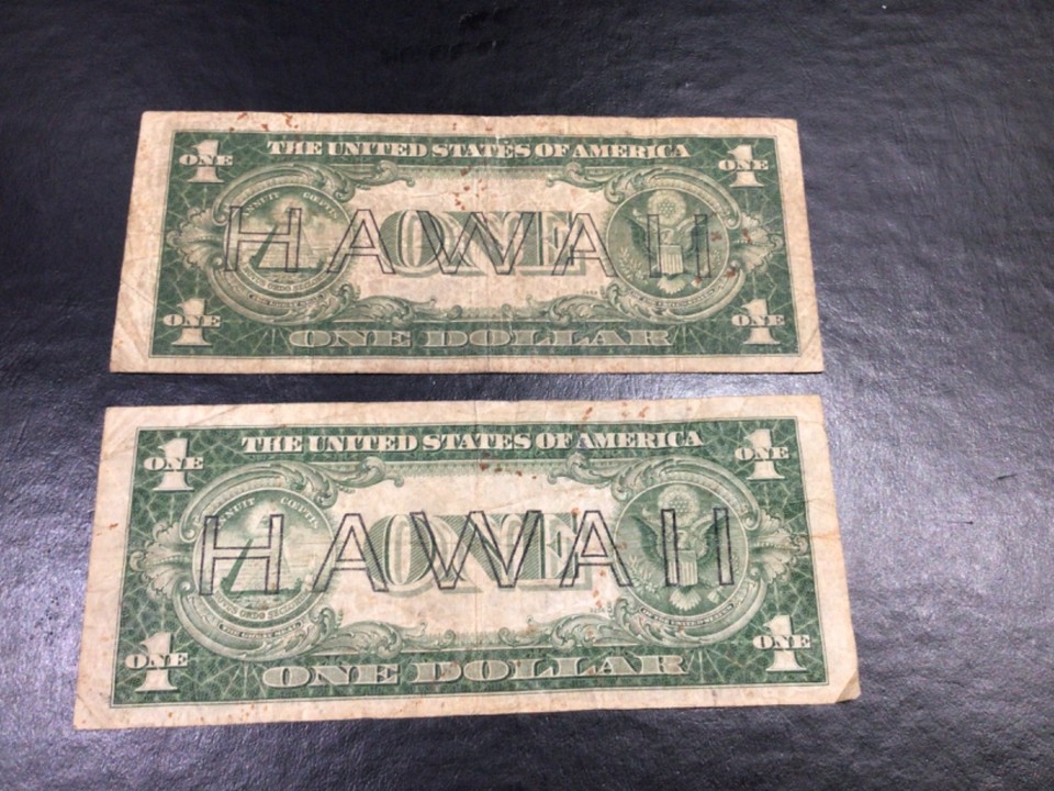 Two Series 1935 A $1 Silver Certificate HAWAII United States Notes ...
