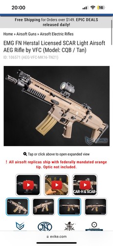 FN Herstal Licensed SCAR Light Airsoft Rifle by VFC Model CQB Tan | eBay