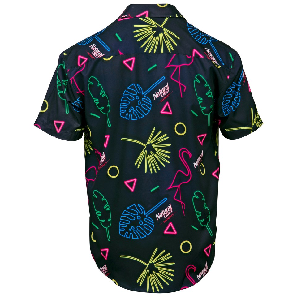 Natural Light Naturdays Retro Tropical Bros. Hawaiian Shirt Black | eBay