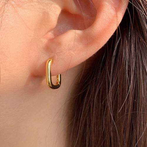 Fashion Gold Color Geometric U-Shape Hoop Earrings For Women Men Punk ...