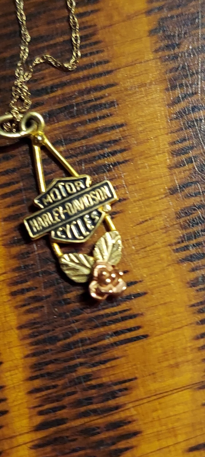 10k Black Hills Gold Harley Davidson Necklace Shield … - Gem