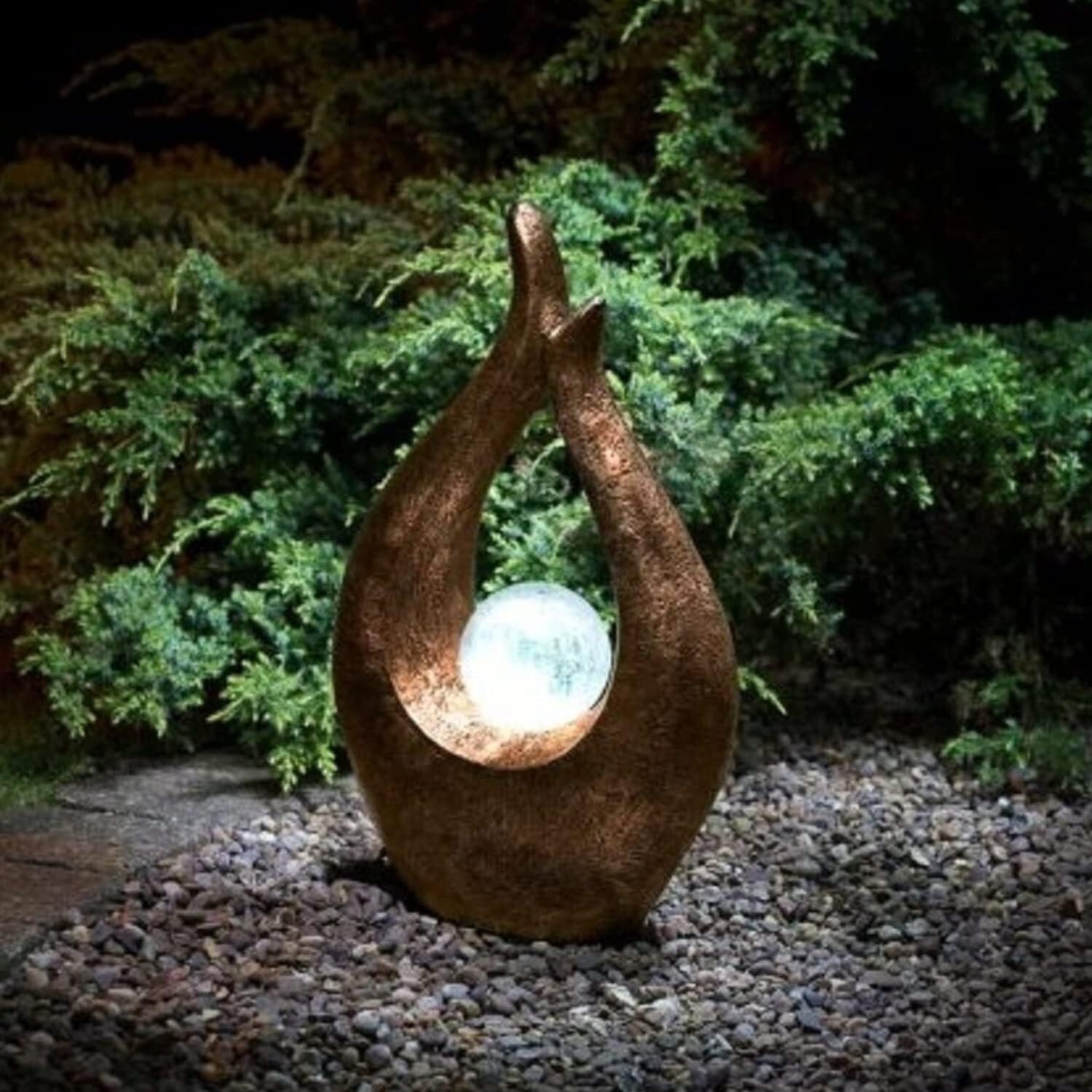 47cm Contemporary Style Garden Sculpture Solar Powered White LED Light ...