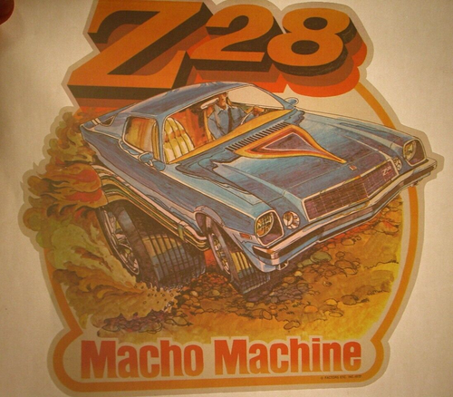 Z-28 CHEVY CAMARO MACHO MACHINE 1970's VINTAGE IRON ON TRANSFER NICE B ...