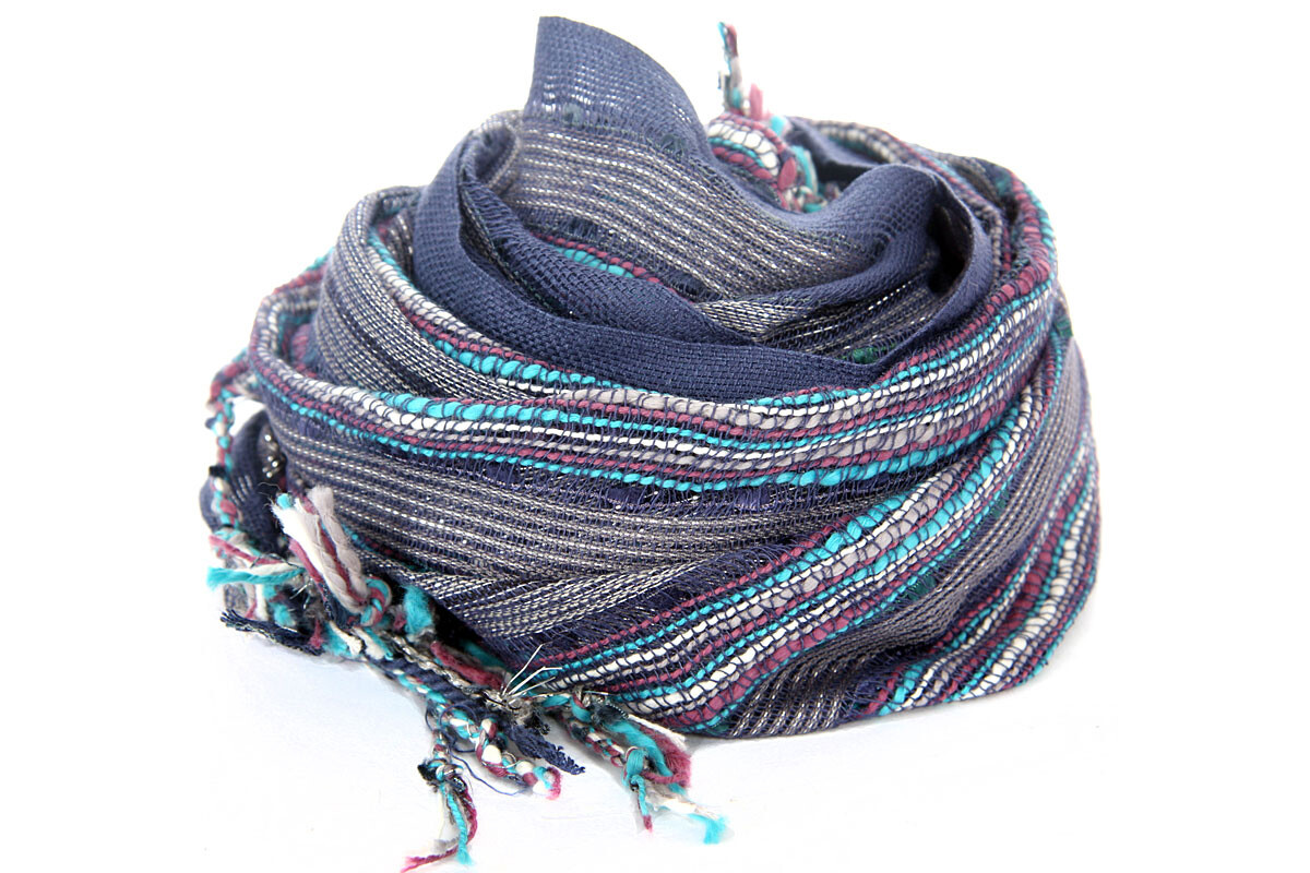 Women's Fashion Layered Knit Open Weave Scarf Grey/Blue Scarves Wraps ...