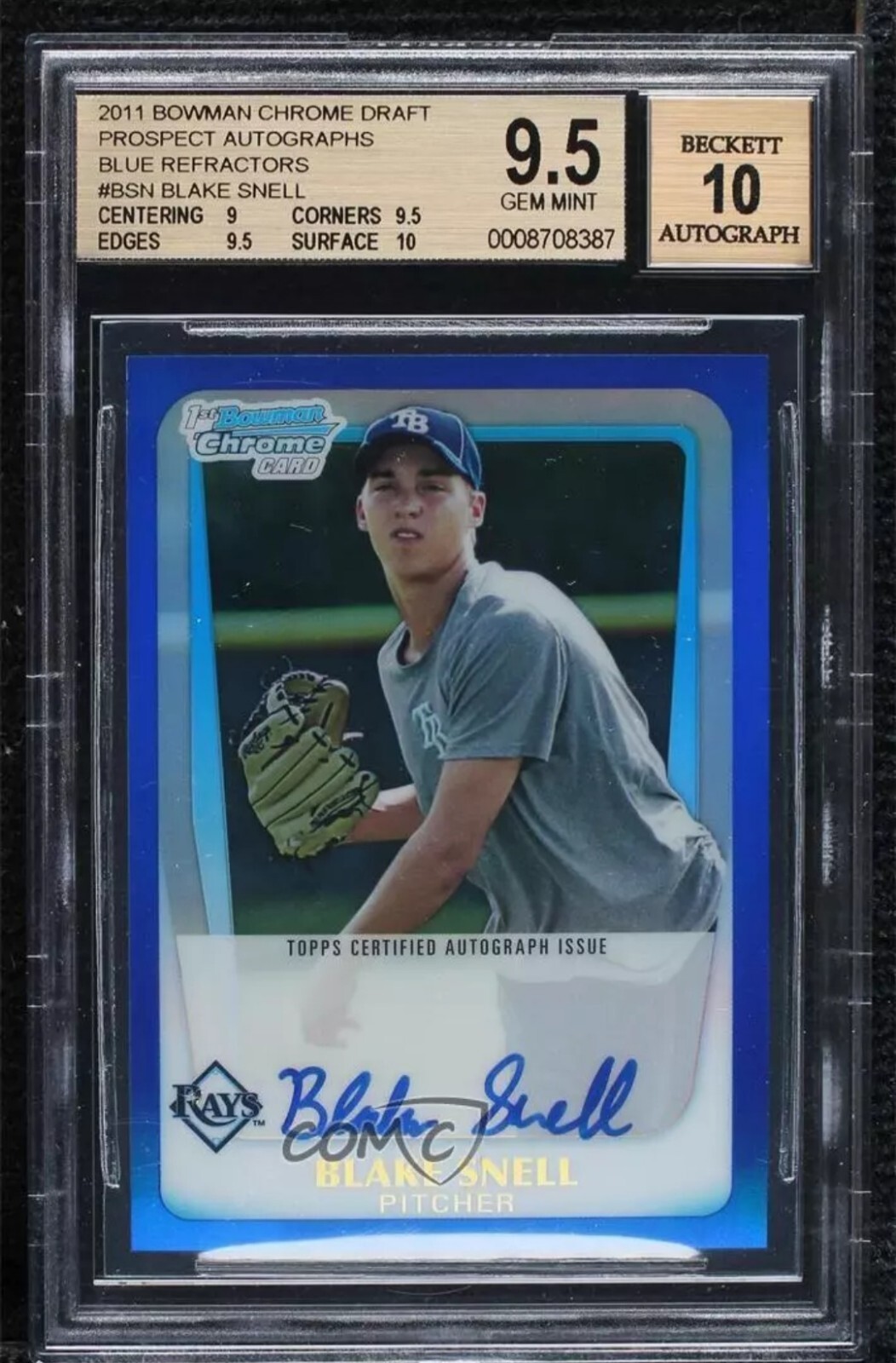 2011 Bowman Chrome Draft Blake Snell Auto Blue Refractor /150 BGS 9.5/10 | eBay