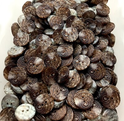 23mm 20mm Brown Grey Natural Shell Effect Embossed Coat 2 Hole Button ...