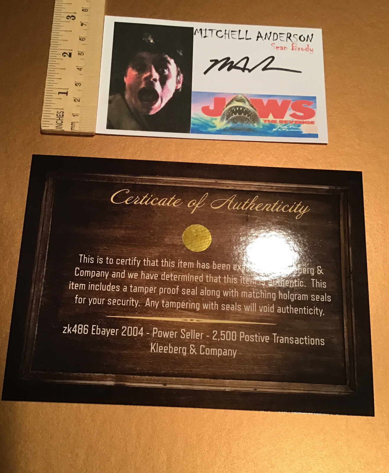 "JAWS THE REVENGE" MITCHELL ANDERSON "SEAN BRODY" COA Autographed Index Card | eBay