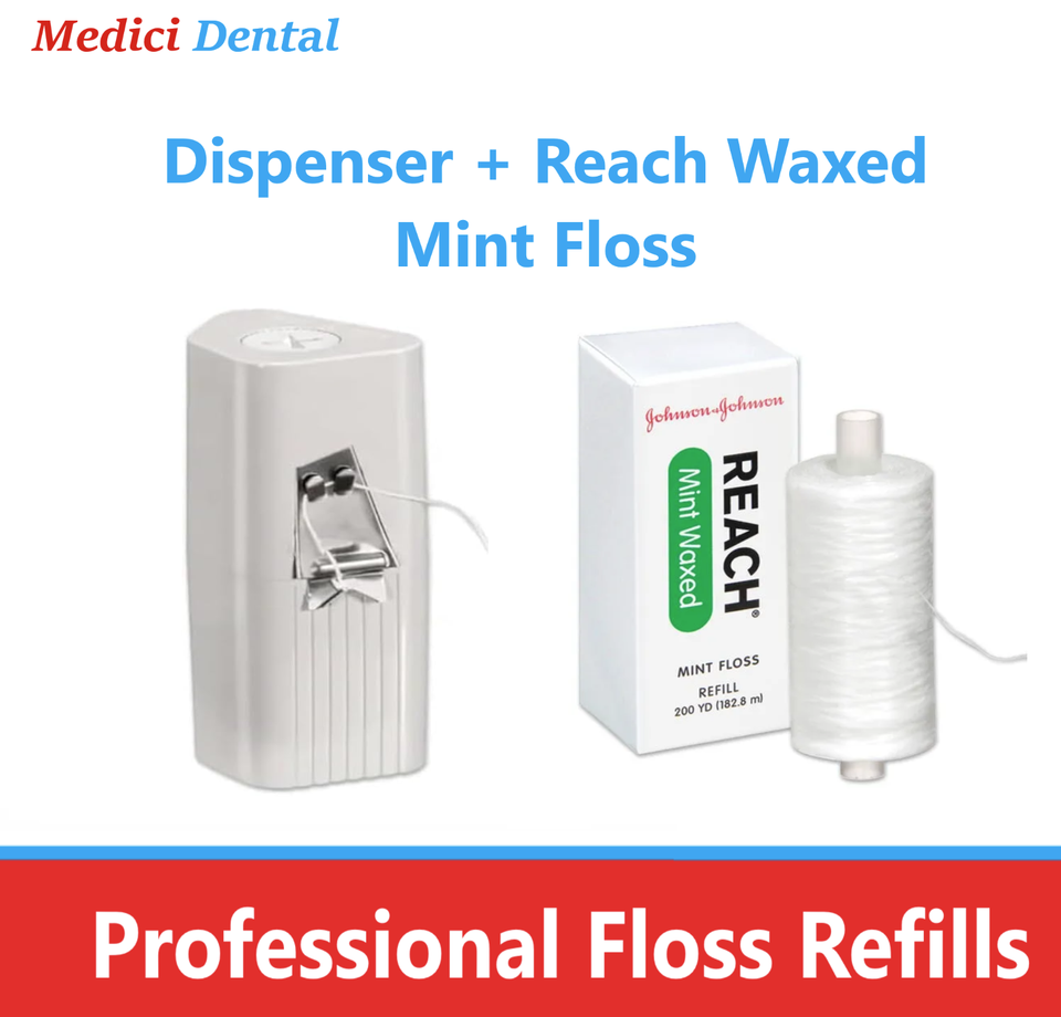 Dental Floss Dispenser Reach Waxed Mint Floss, 200 yd spool ...